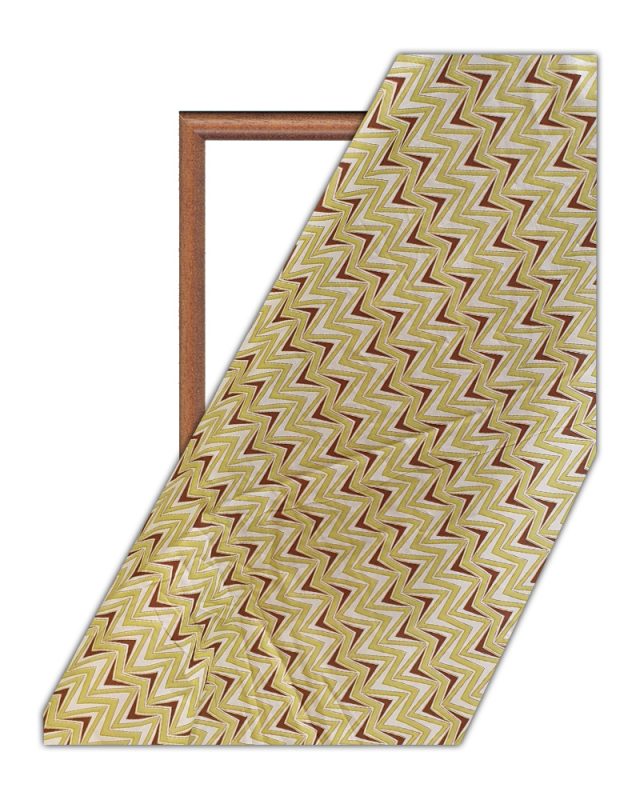 Stylish Pure Cambric Cotton Gold Zic Zac Printed Fabric » FABROHUB