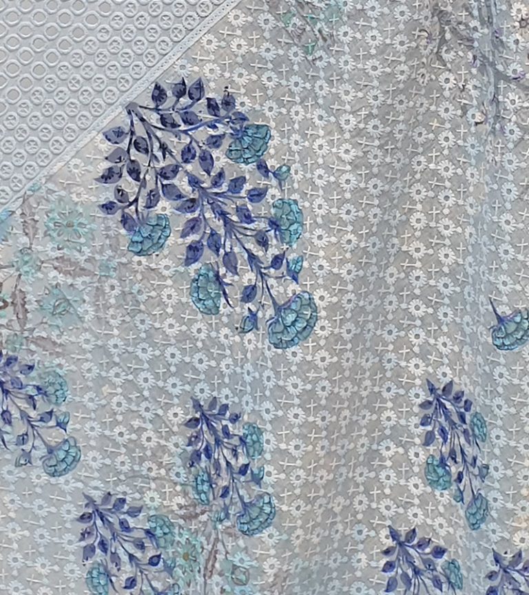 Digital Print on Chikankari Embroidery with Shining Sequence » FABROHUB